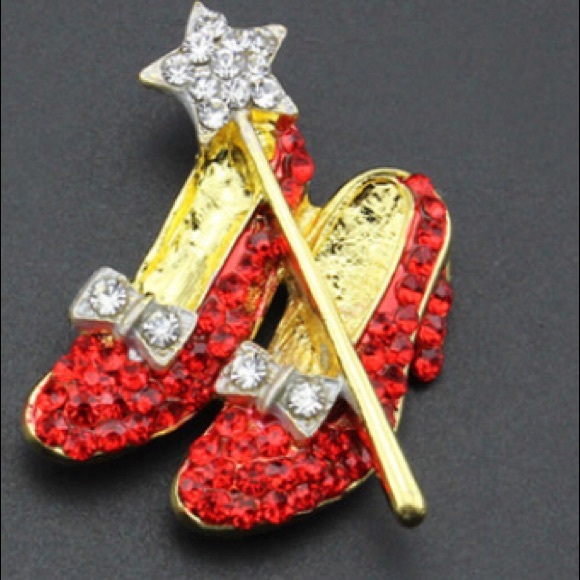 Jewelry | New Wizard Of Oz Ruby Slippers Wand Pin | Poshmark